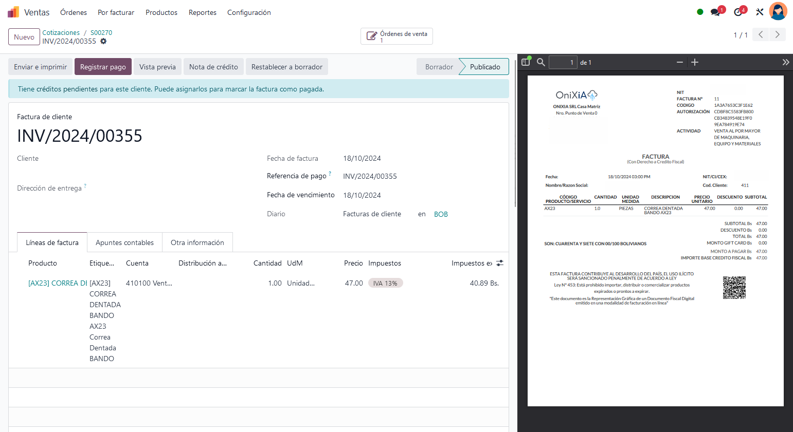 Módulo de Facturación Electrónica SIAT para Odoo Bolvia